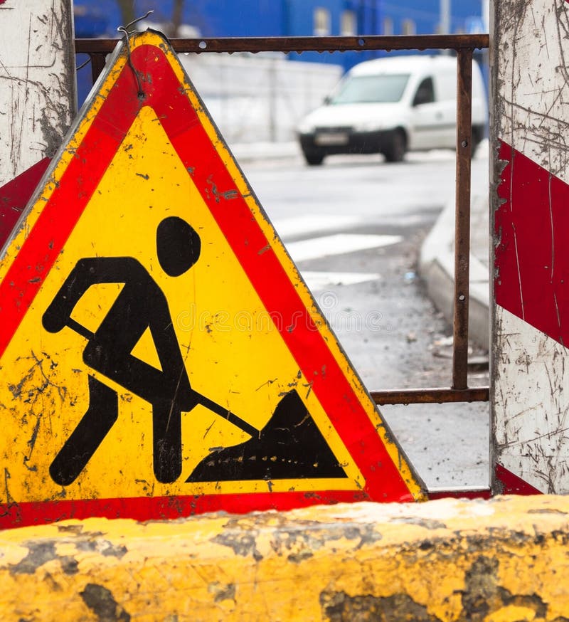 Road work. Traffic sign stock photo. Image of regulatory - 179639202