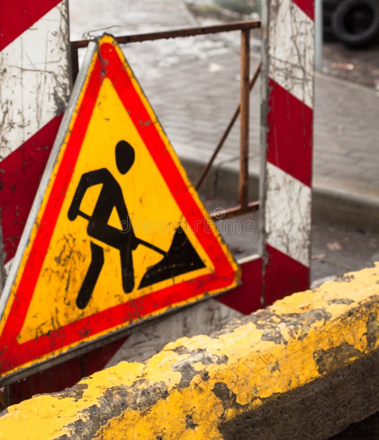 Road work. Traffic sign stock photo. Image of maintenance - 179848898