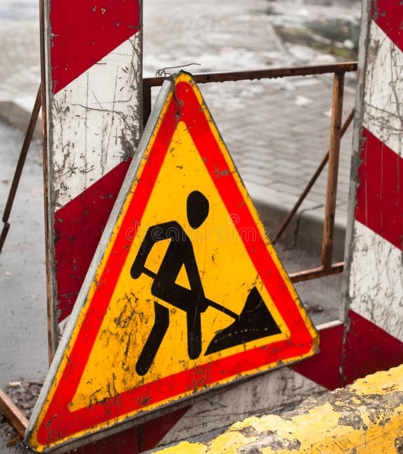 Road work. Traffic sign stock photo. Image of beware - 184102576