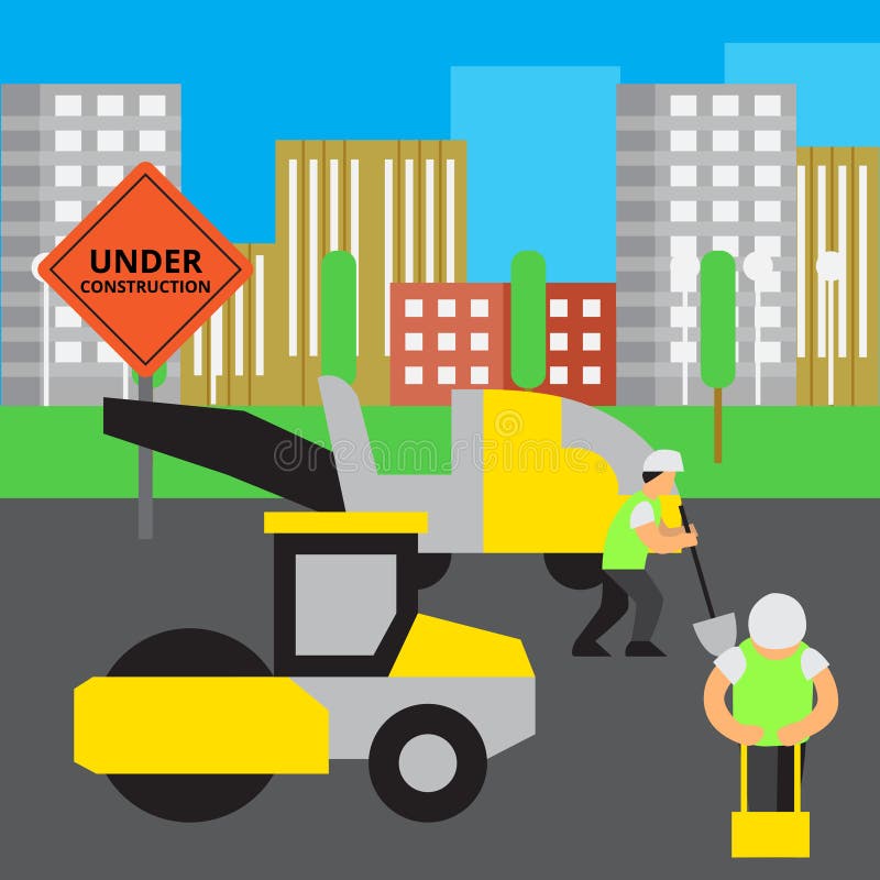 Road Work Vector Illustration Stock Vector - Illustration of build ...