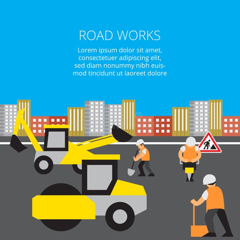 Road Work Vector Illustration Stock Vector - Illustration of arrow ...