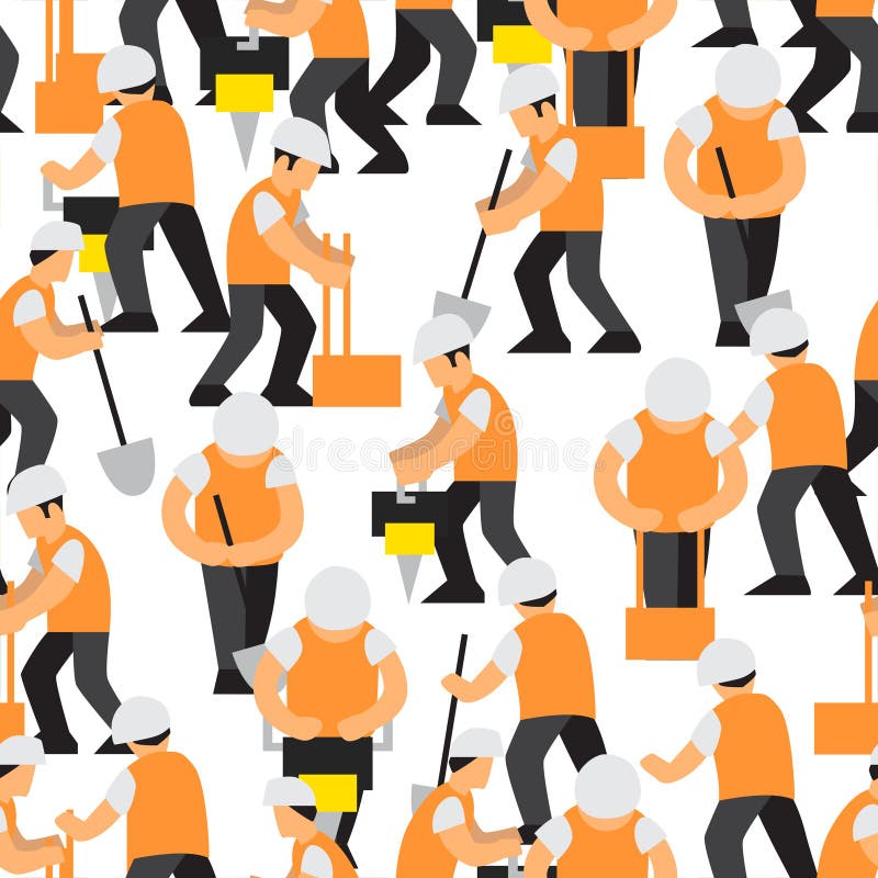 Road work vector pattern stock vector. Illustration of elements - 94618939