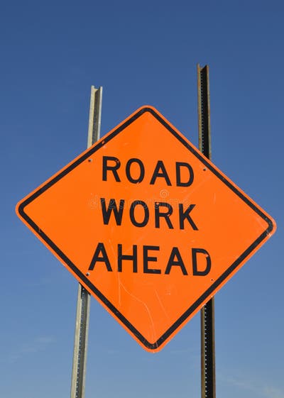 Road work warning sign stock image. Image of stop, late - 17855641