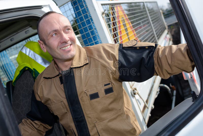 Road work worker smiling stock image. Image of labor - 120758497