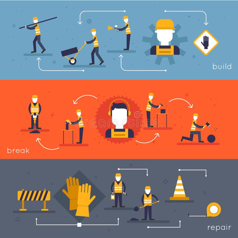 Road worker banner stock vector. Illustration of brush - 47760870