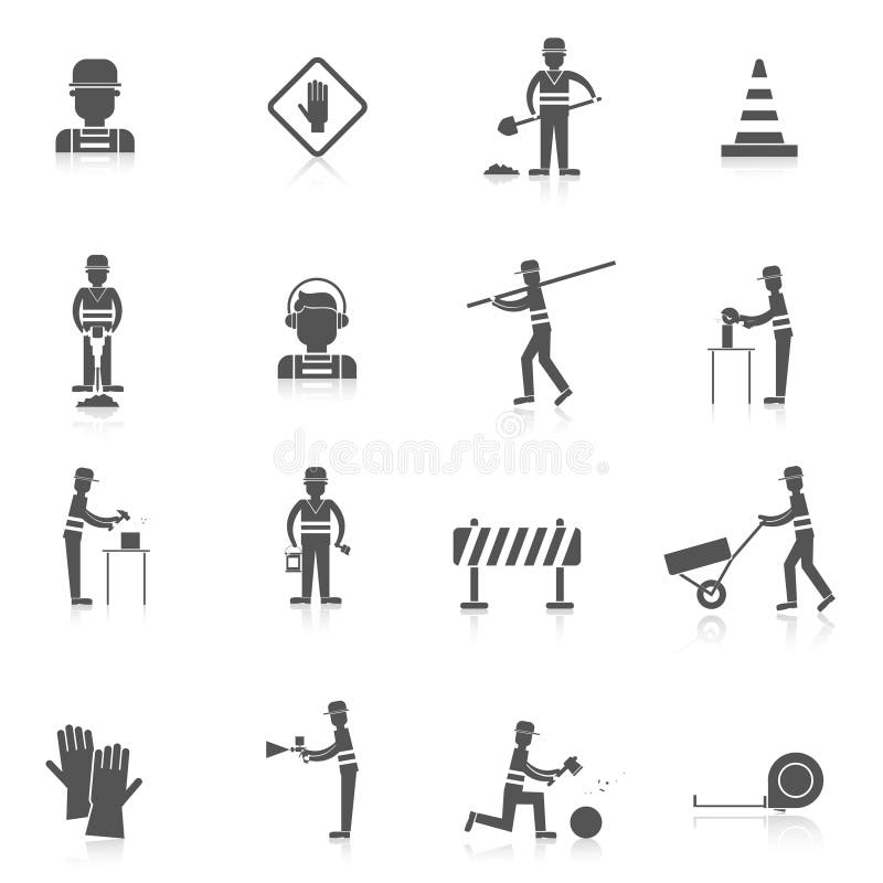 Road Worker Black Icon stock vector. Illustration of brush - 47596149