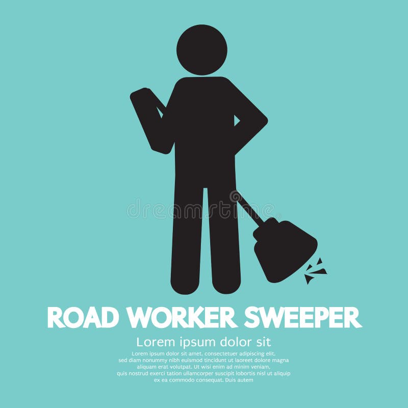 Road Worker Sweeper stock vector. Illustration of sweep - 43188366