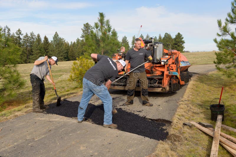 Road Workers Fixing Driveway Editorial Stock Photo - Image of ...