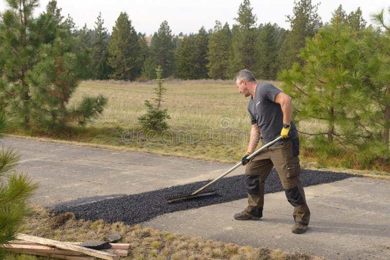 Road Workers Fixing Driveway Editorial Image - Image of broom, highway ...