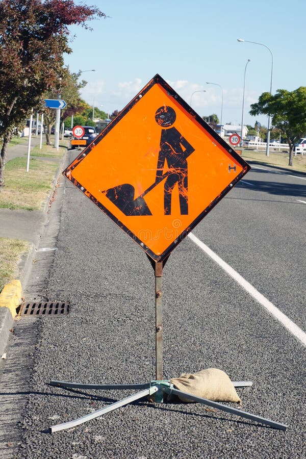 Road works ahead stock photo. Image of safe, safety, sign - 37535544
