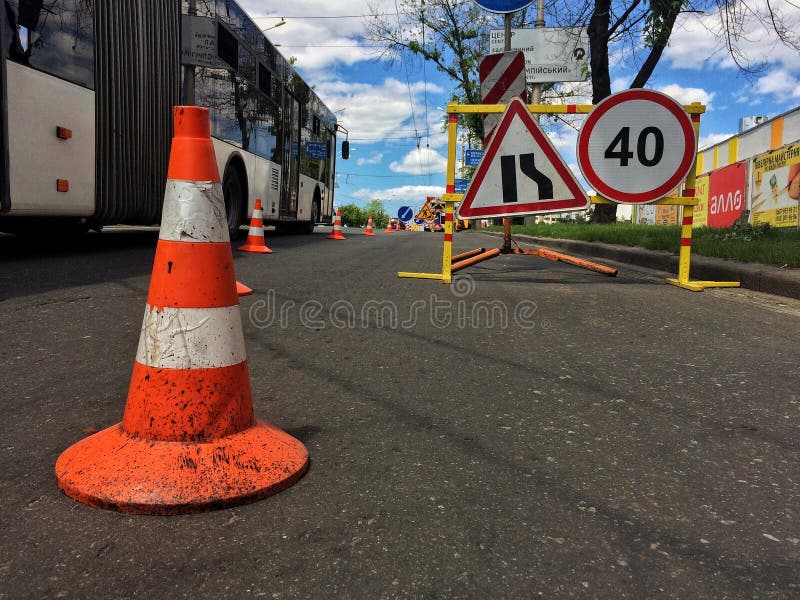 Road works editorial image. Image of works, traffic, repairs - 72415255