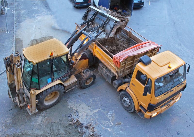 Road works stock image. Image of bulldozer, street, work - 40513743