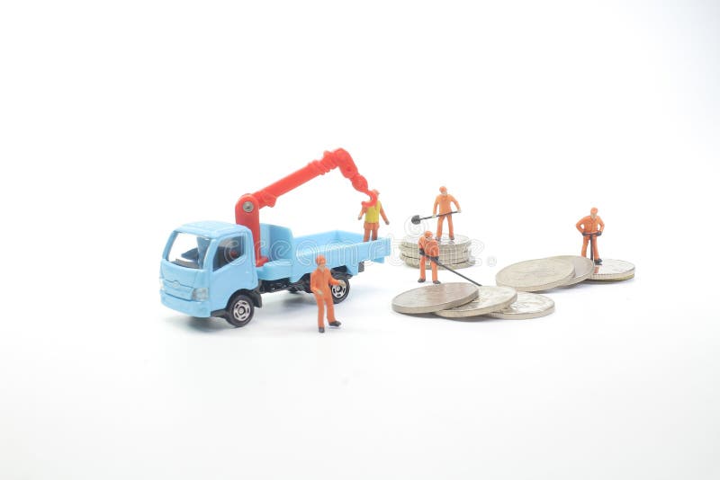 A Road Works with Mini Workers in a Country Stock Image - Image of ...