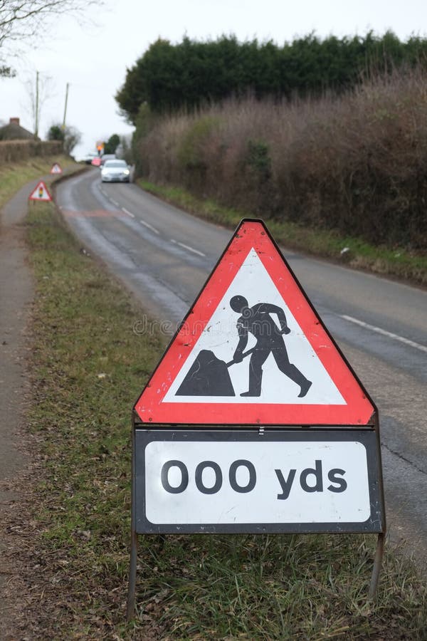 Road works sign editorial photo. Image of highway, works - 49963496
