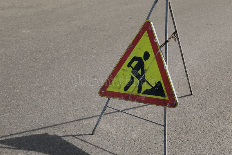 Road Works Sign for Construction Works in Progress Stock Photo - Image ...