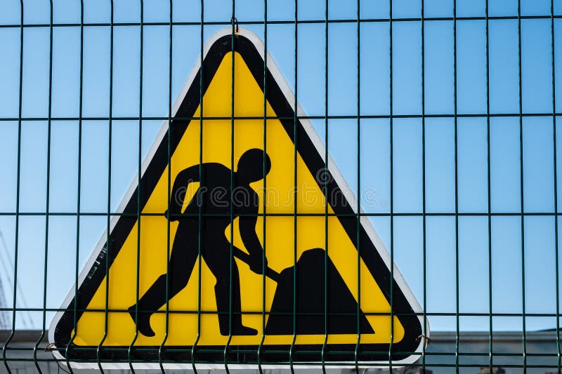 Road Works Sign for Construction Works in Progress. Road Sign on the ...