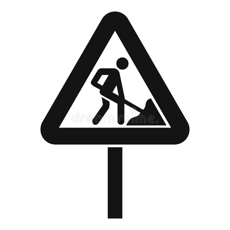 Road Works Warning Traffic Sign Icon Outline Style Stock Vector ...