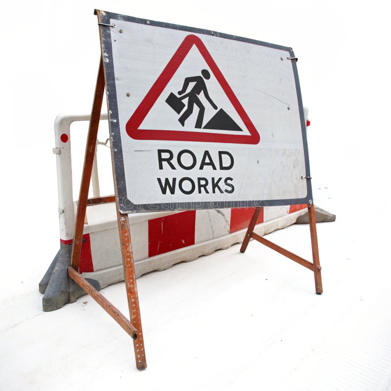 Road Works Sign Isolated on White Background Stock Illustration ...