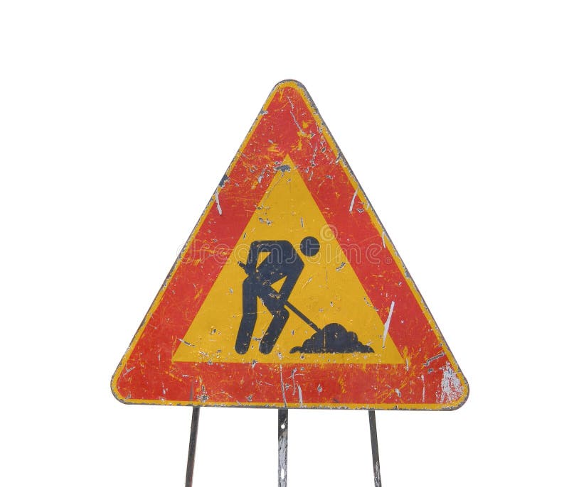 Road works sign stock image. Image of signal, worn, sign - 45115845