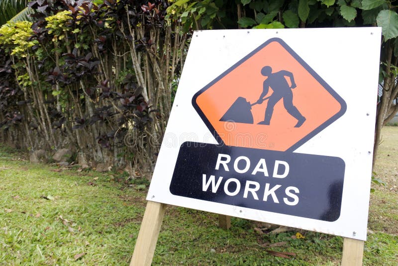 Road works sign stock image. Image of maintenance, direction - 111675637