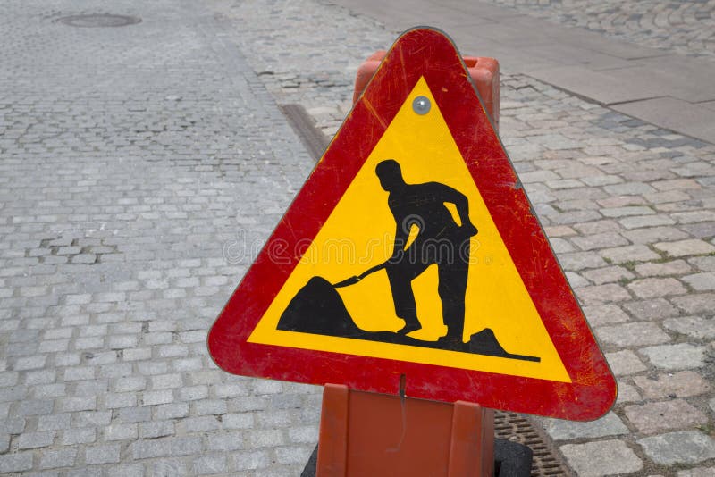 Road Works Sign stock photo. Image of street, urban - 191562552