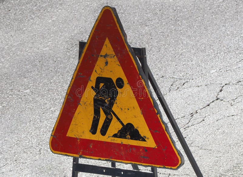 Road works sign stock image. Image of sign, safety, transit - 195210533