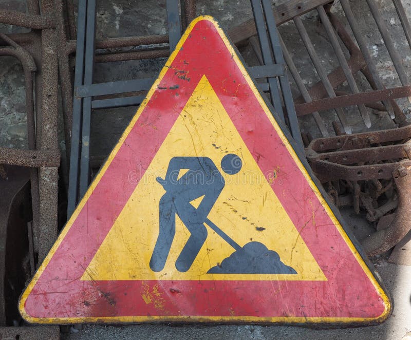 Road works sign stock image. Image of sign, travel, street - 89338783