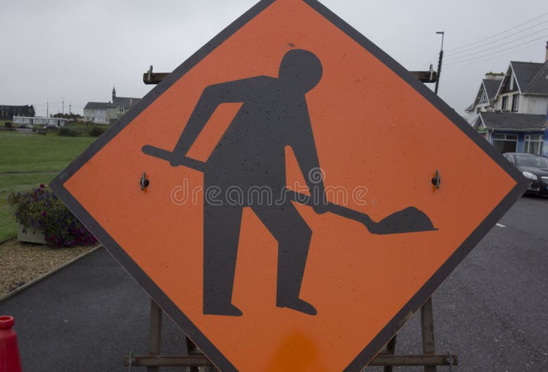 A road works traffic sign stock image. Image of services - 203703881
