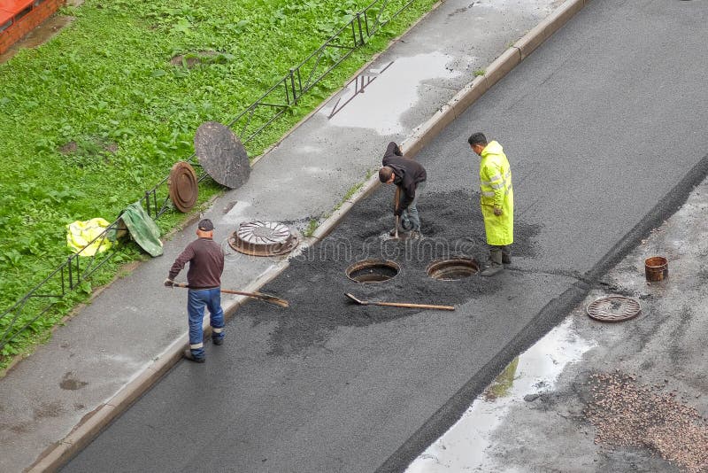 Road works in the yard editorial photo. Image of busy - 99275791