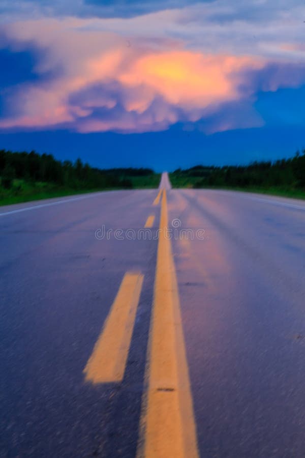 A Road with a Yellow Line Down the Middle Stock Image - Image of ...
