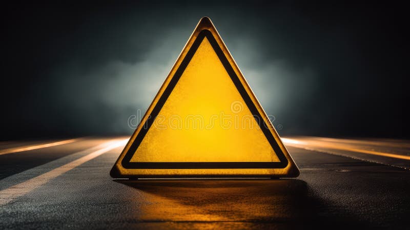 Road Yellow Warning Triangle Stock Illustration - Illustration of ...