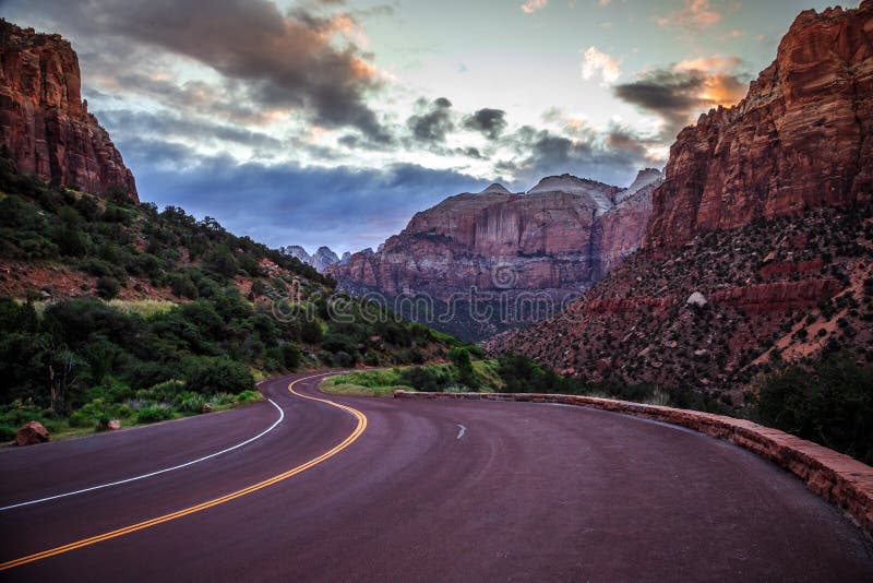 Road into Zion Canyon, Zion National Park, Utah Stock Image - Image of ...