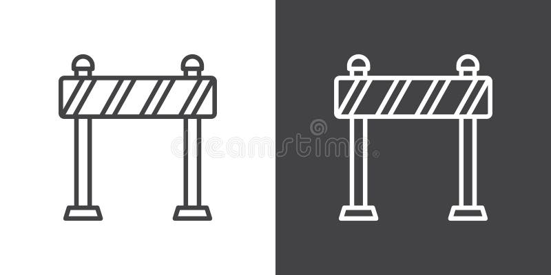 Roadblock Icon Flat Vector Set Outline Stock Illustration ...