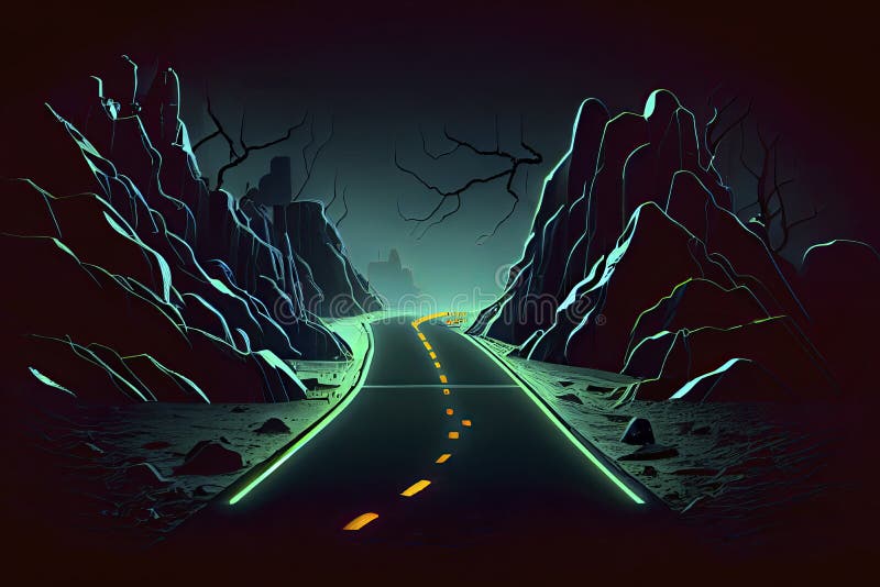 Roadmap Design, Neon Glowing, Forward Movement, Dark Environment ...