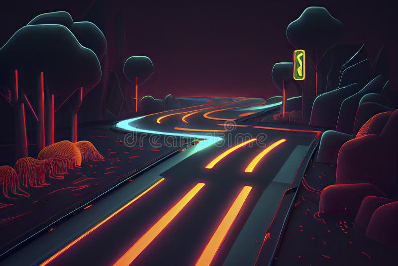 Roadmap Design, Neon Glowing, Forward Movement, Dark Environment ...