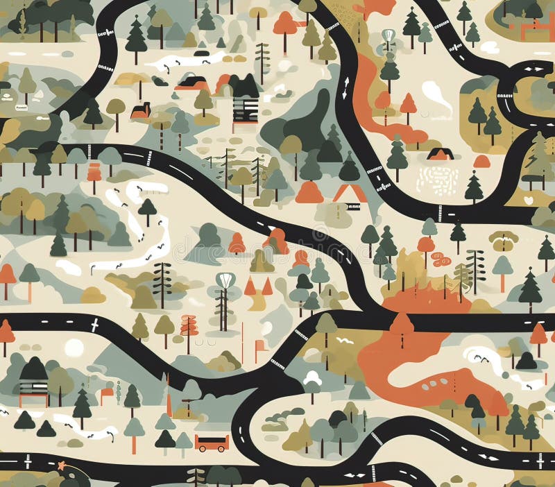 Roadmap, Fabric Pattern, Seanmless Pattern. Stock Illustration ...