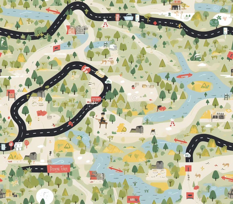 Roadmap, Fabric Pattern, Seanmless Pattern. Stock Illustration ...