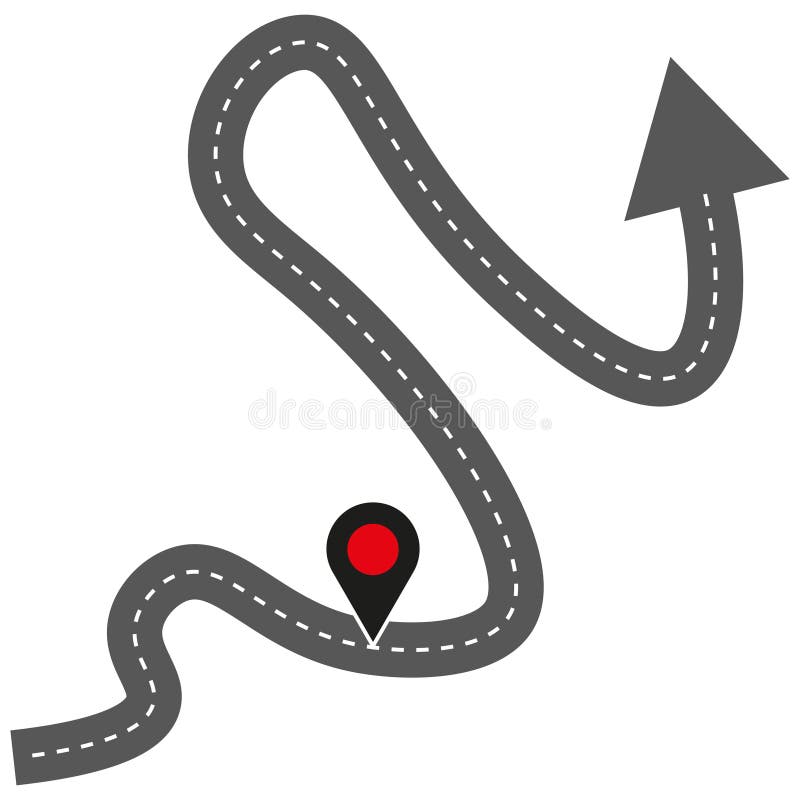 Roadmap Icon. Curved Path with Location Pin. Navigation Symbol. Vector ...