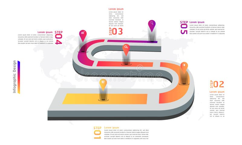 Roadmap Mark Point Infographic Design 5 Steps Vector Illustration Eps10 ...