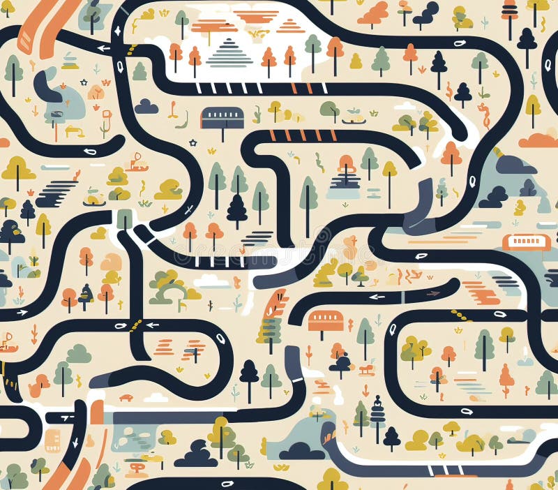 Roadmap, Fabric Pattern, Seanmless Pattern. Stock Illustration ...