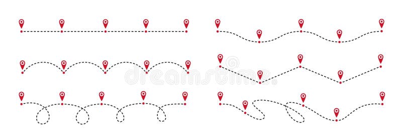 Roadmap Path. Timeline Dashed Line, Way Route Chart and Road Steps with ...