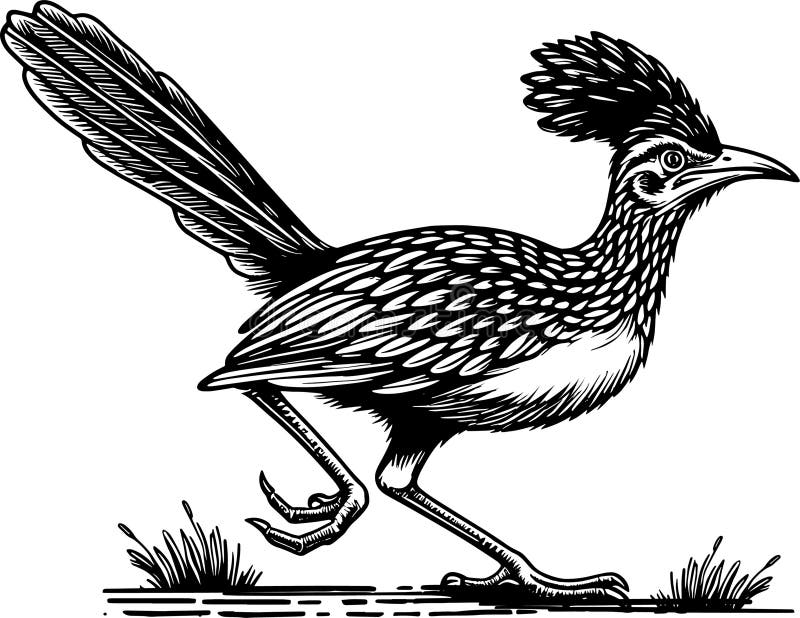 Roadrunner Bird Hand Drawn Vector Artwork Stock Illustration ...