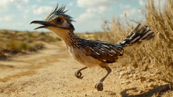 Roadrunner Running on Desert Sand Stock Illustration - Illustration of ...