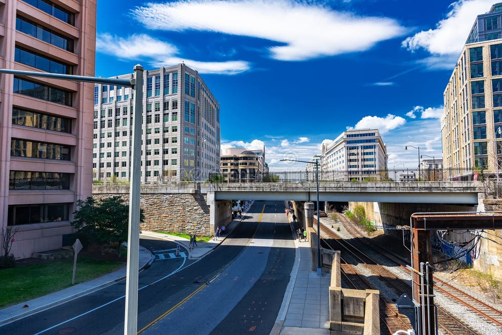 Roads and Architecture of Washington. Spring Day, Blue Sky Editorial ...