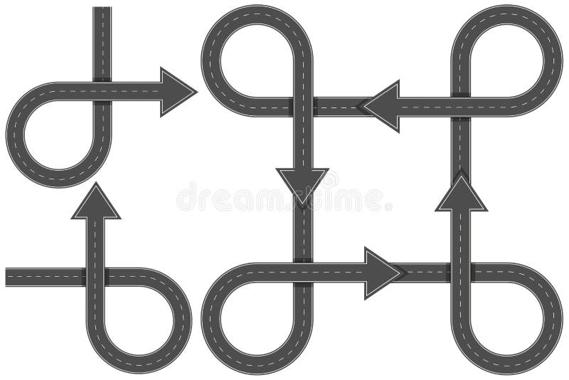 Roads with arrow direction stock vector. Illustration of curve - 75150202