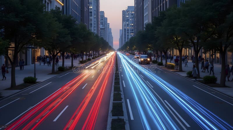 Roads that Change Lane Markings, AI Generated Image Stock Image - Image ...