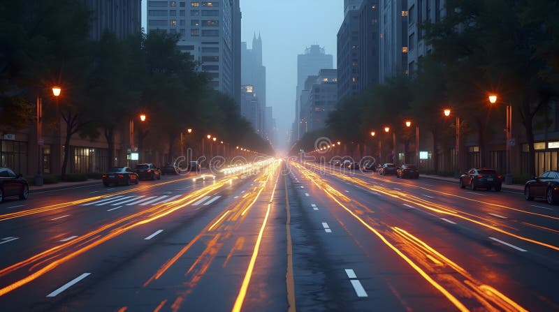 Roads that Change Lane Markings, AI Generated Image Stock Photo - Image ...