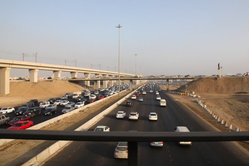Roads in the Desert at Sunset,Saudi Arabia Jeddah Editorial Stock Image ...