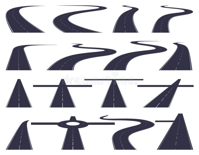 Roads and Highways in Perspective. Road Path with Different Bends. the ...