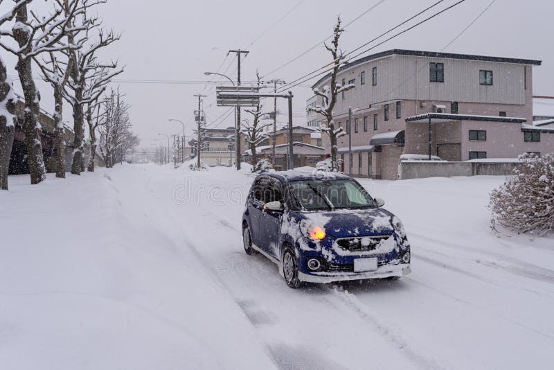 Roads in Japan on a Snowy Day Stock Image - Image of snowy, cold: 181156941